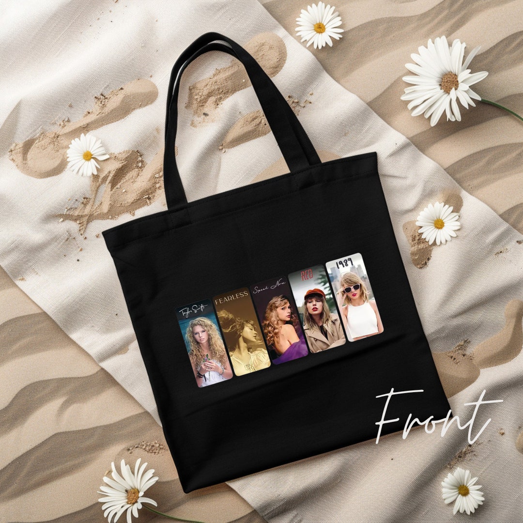Taylor Swift Albums Inspired Canvas Tote Bag, Natural or Black, 13 X 15 ...