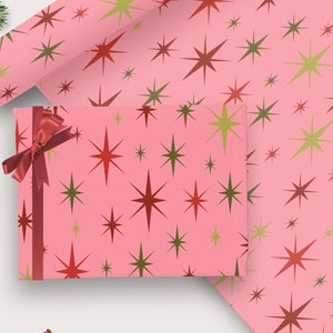 Retro Stars Wrapping Paper Retro Stars 1950s Festive Christmas Wrapping ...