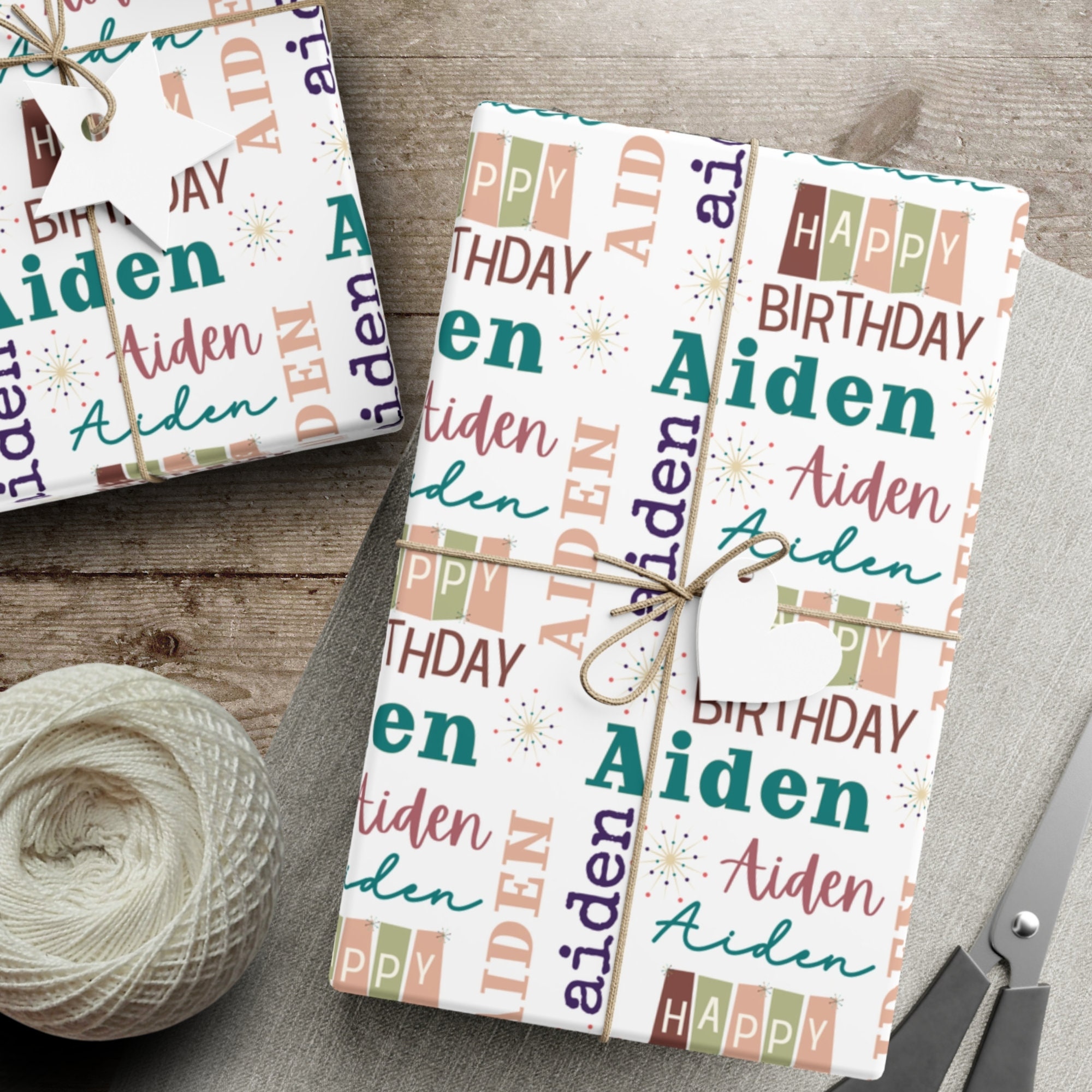 Personalized Birthday Wrapping Paper MCM Custom Gift Wrap Tagless Bday ...