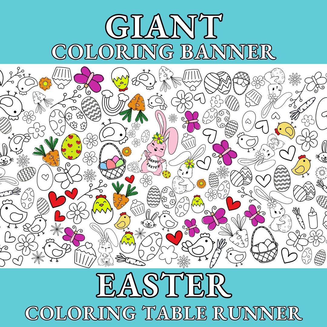 Giant Coloring Banner Easter Party Custom Easter Coloring Table Runner ...