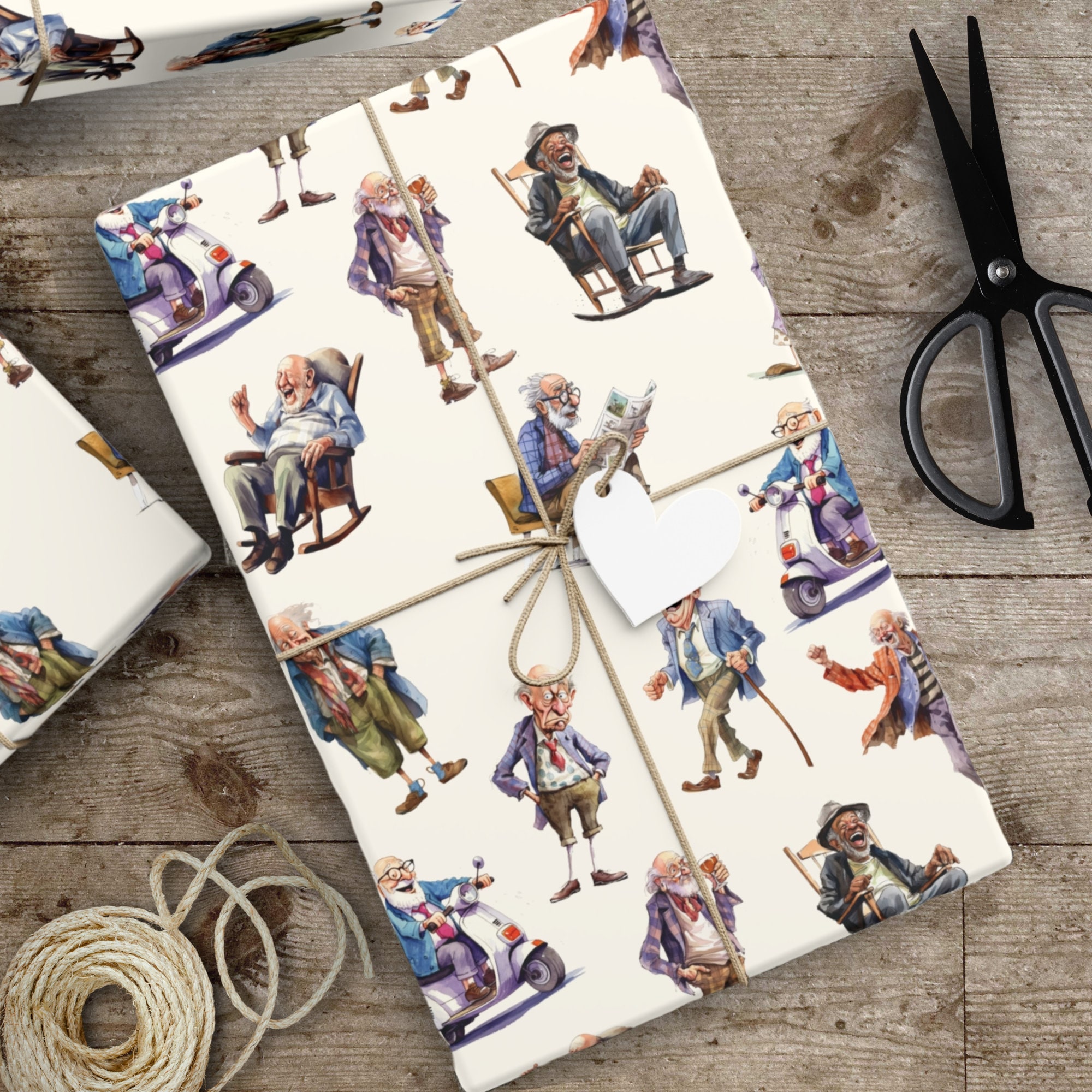 Old Man Wrapping Paper for Him Unique Gift Wrapping Funny Grandma Gift ...
