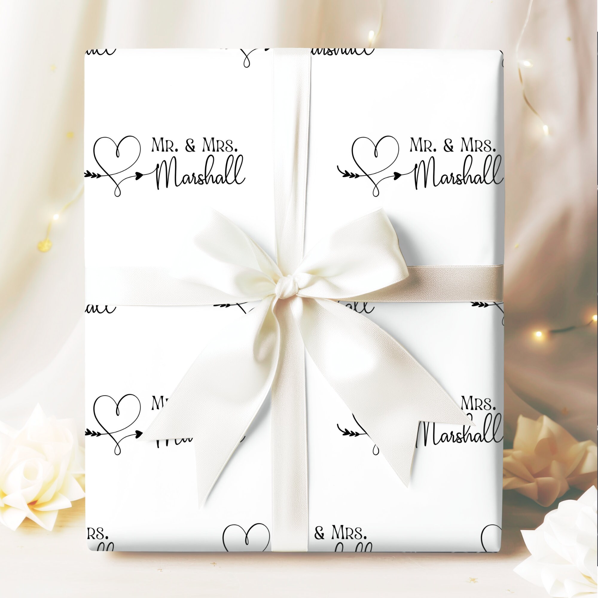 Personalized Wedding Wrapping Paper Custom Name Gift Wrap Bride and ...
