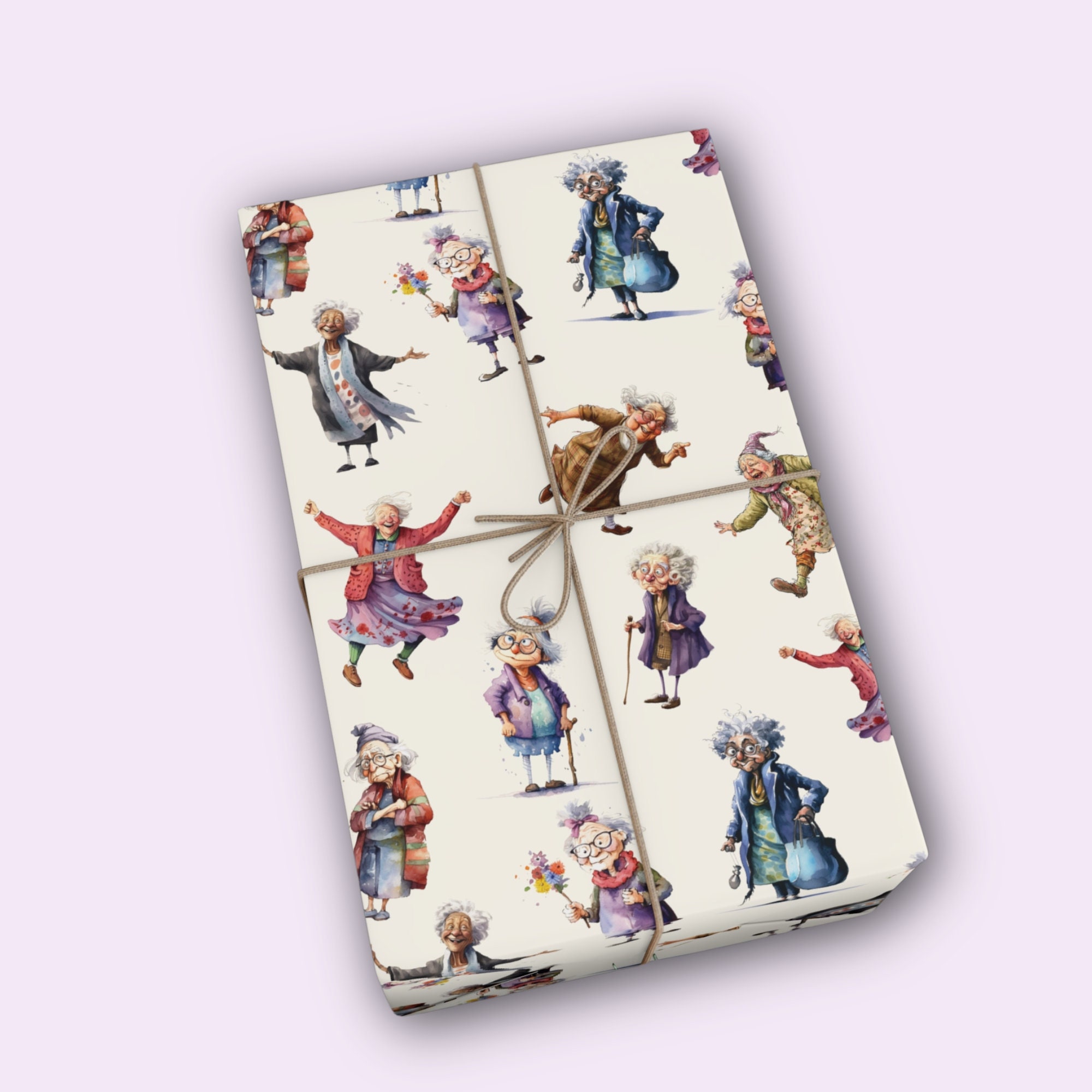Old Lady Wrapping Paper for Her Unique Funny Grandma Birthday Funny ...