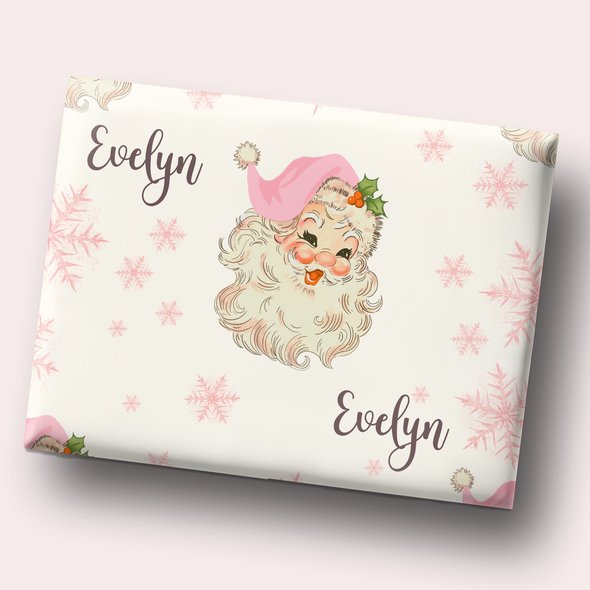 Personalized Christmas Wrapping Paper Pink Christmas Custom Wrapping ...