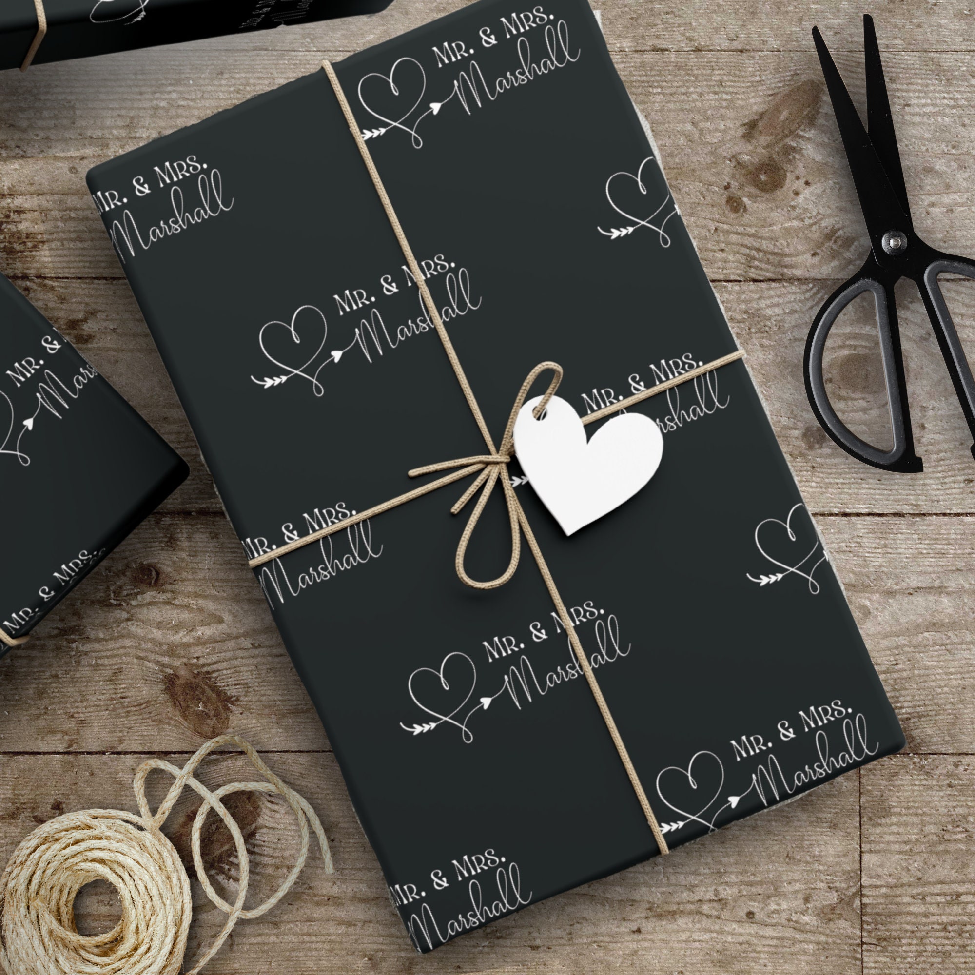 Personalized Wedding Wrapping Paper Custom Name Gift Wrap Bride and ...