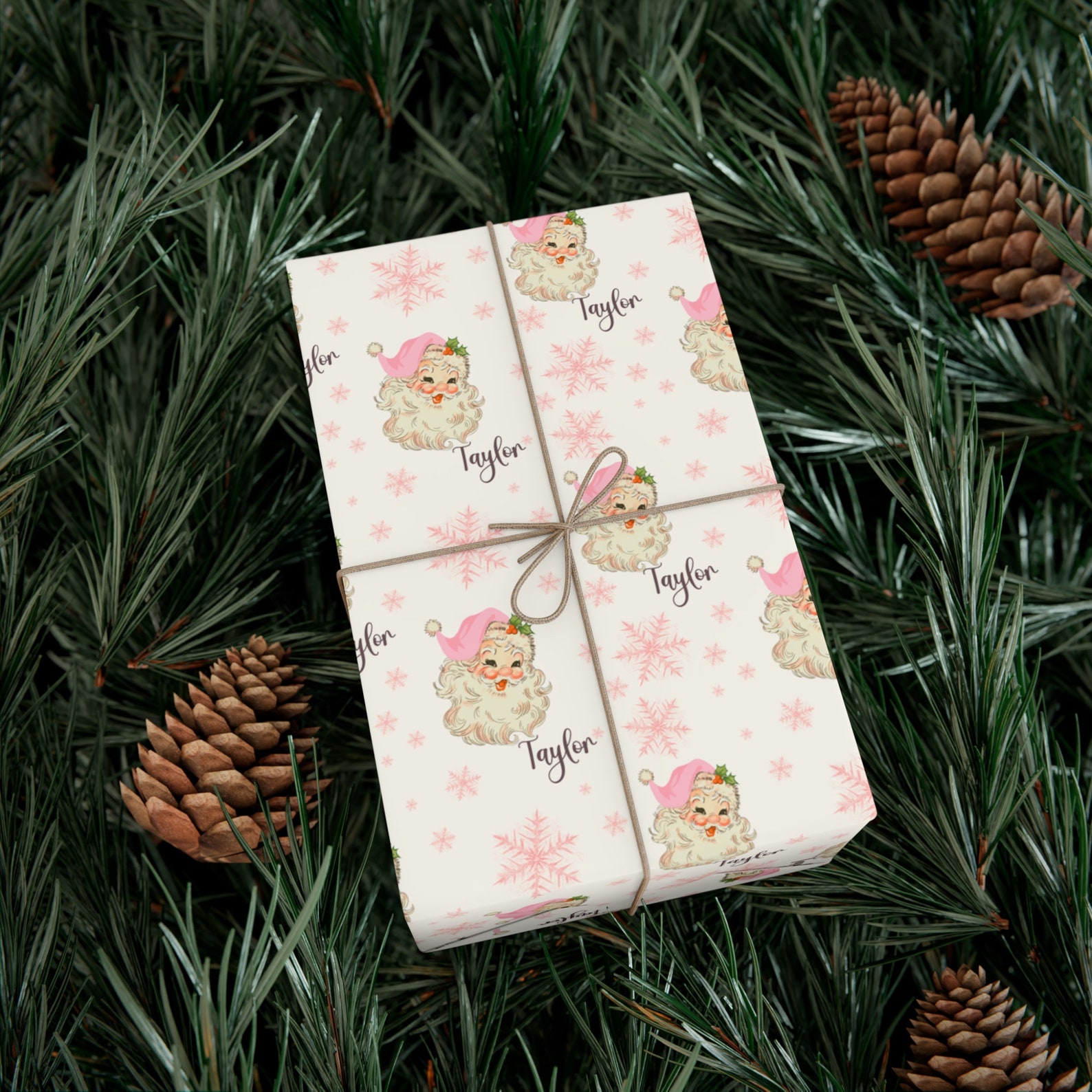 Personalized Christmas Wrapping Paper Pink Christmas Custom Wrapping ...