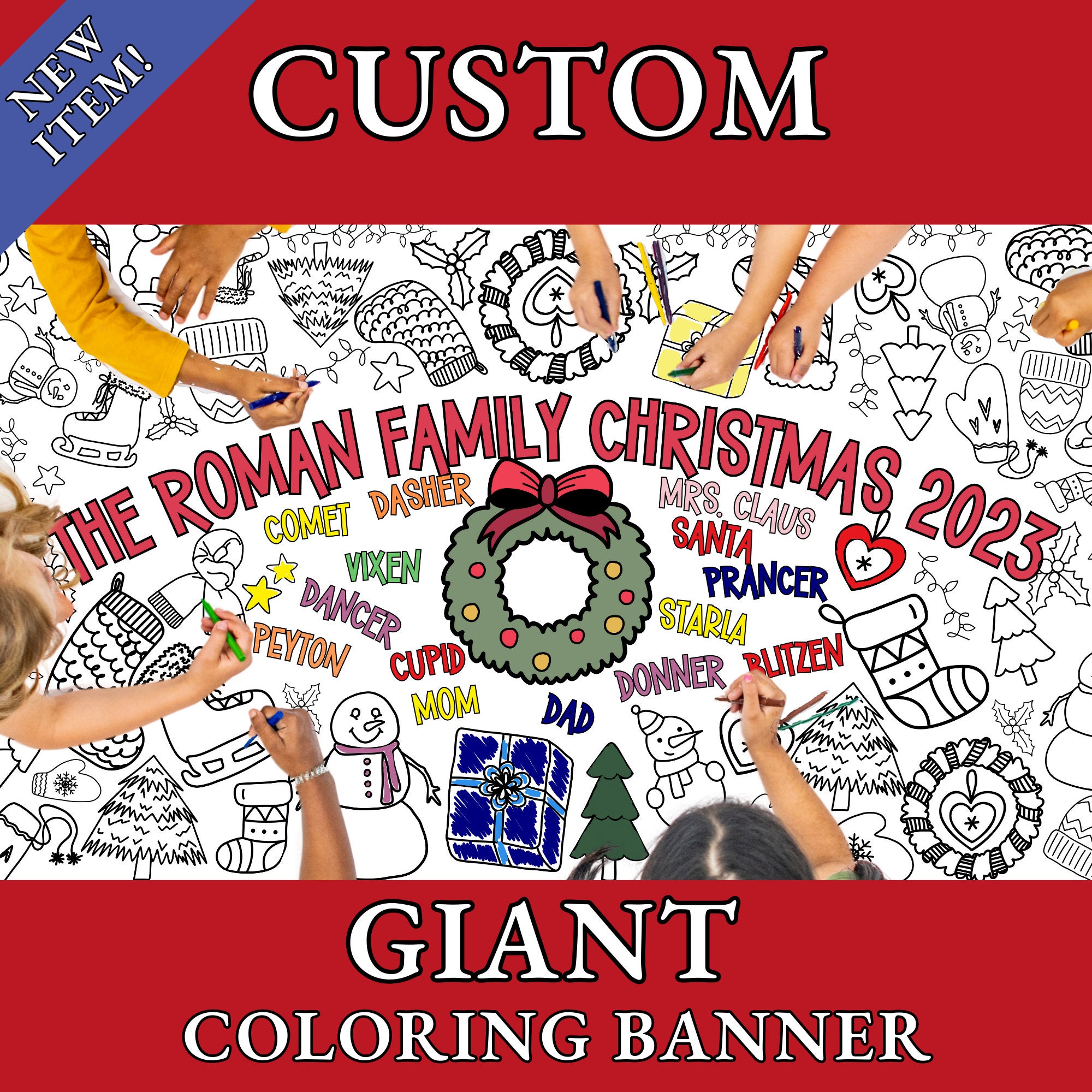 CUSTOM Giant Coloring Banner Personalized Christmas Coloring - Etsy