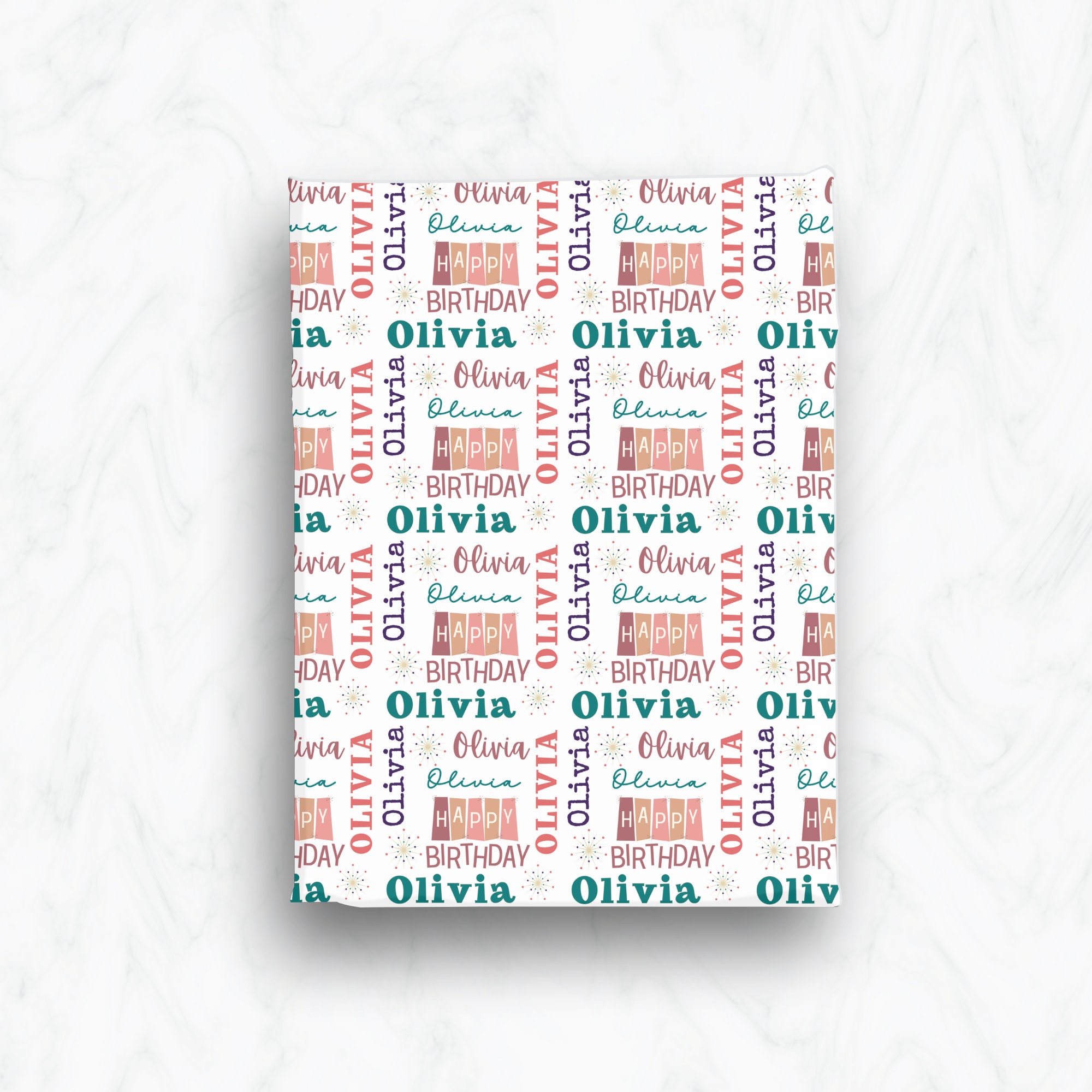 Personalized Birthday Wrapping Paper MCM Custom Gift Wrap Tagless Bday ...