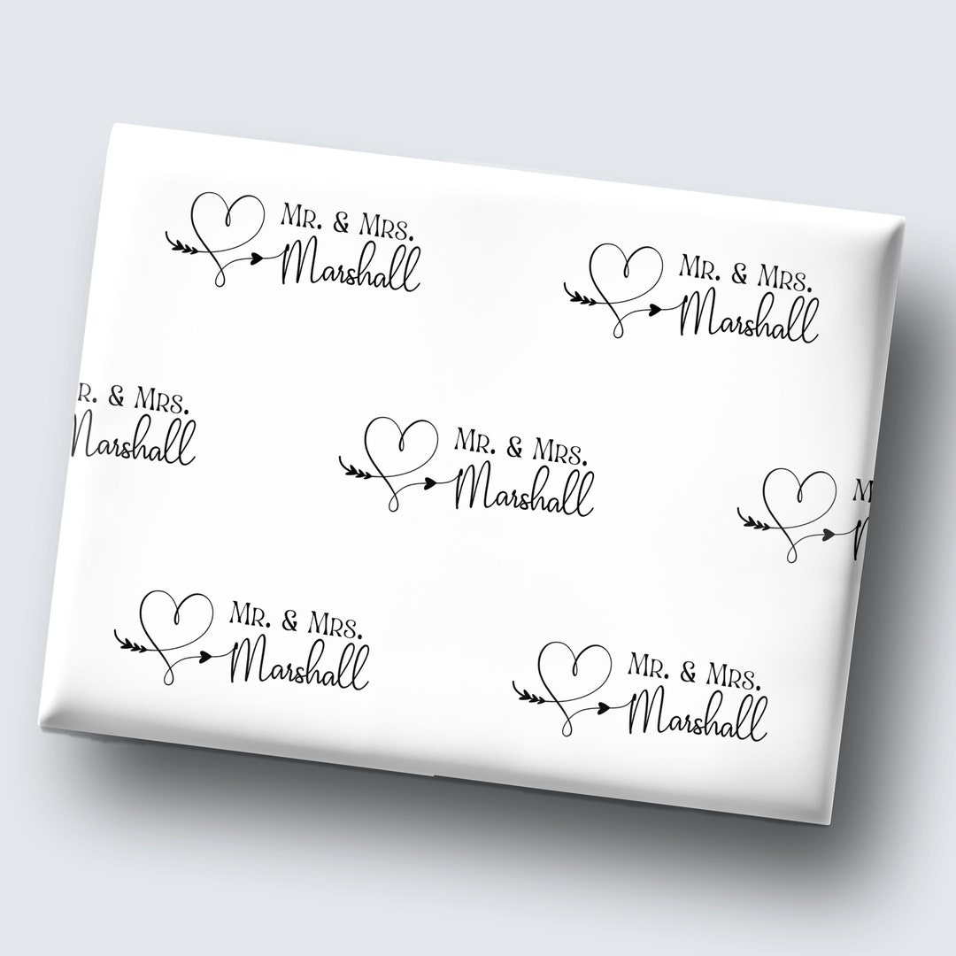 Personalized Wedding Wrapping Paper Custom Name Gift Wrap Bride and ...