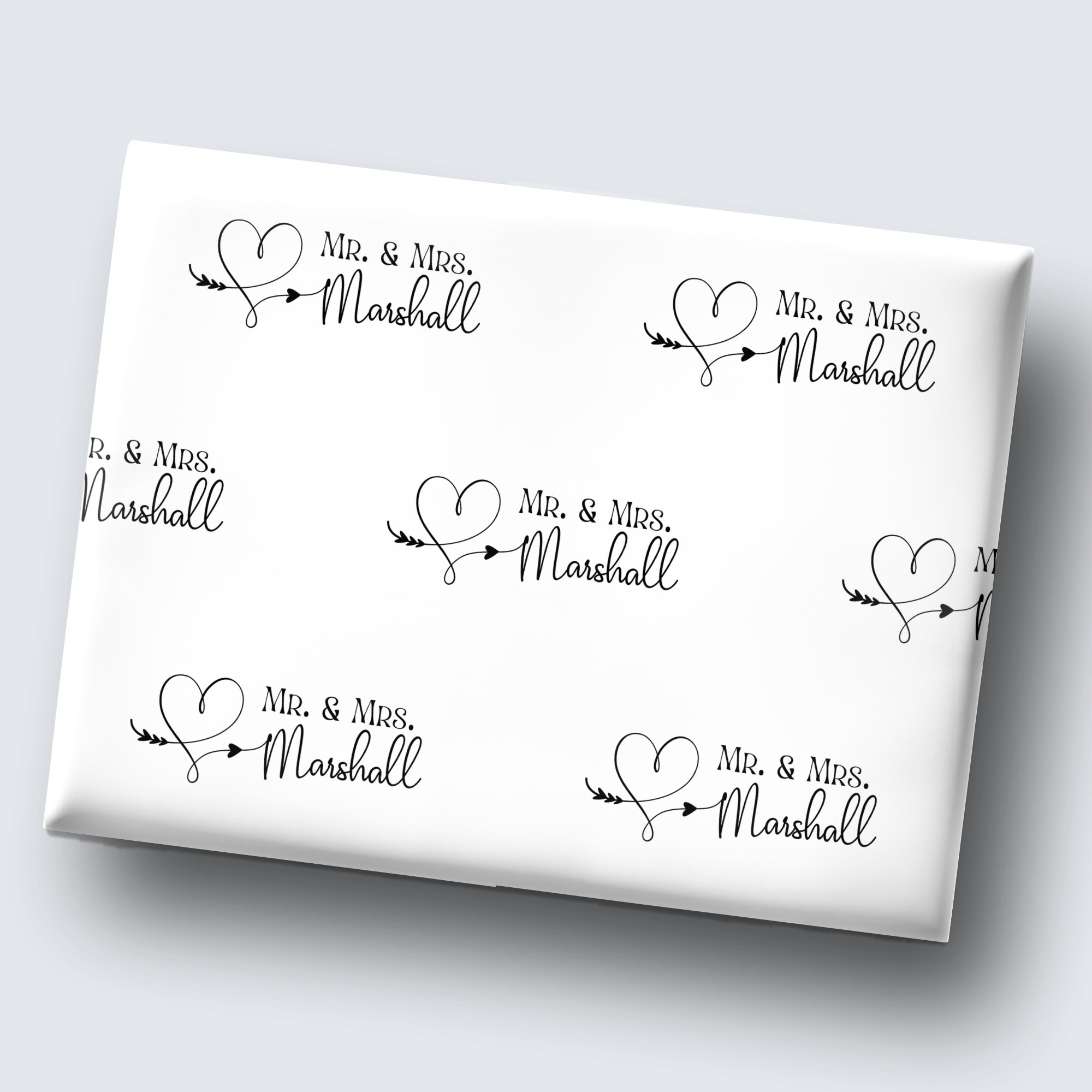 Personalized Wedding Wrapping Paper Custom Name Gift Wrap Bride and ...