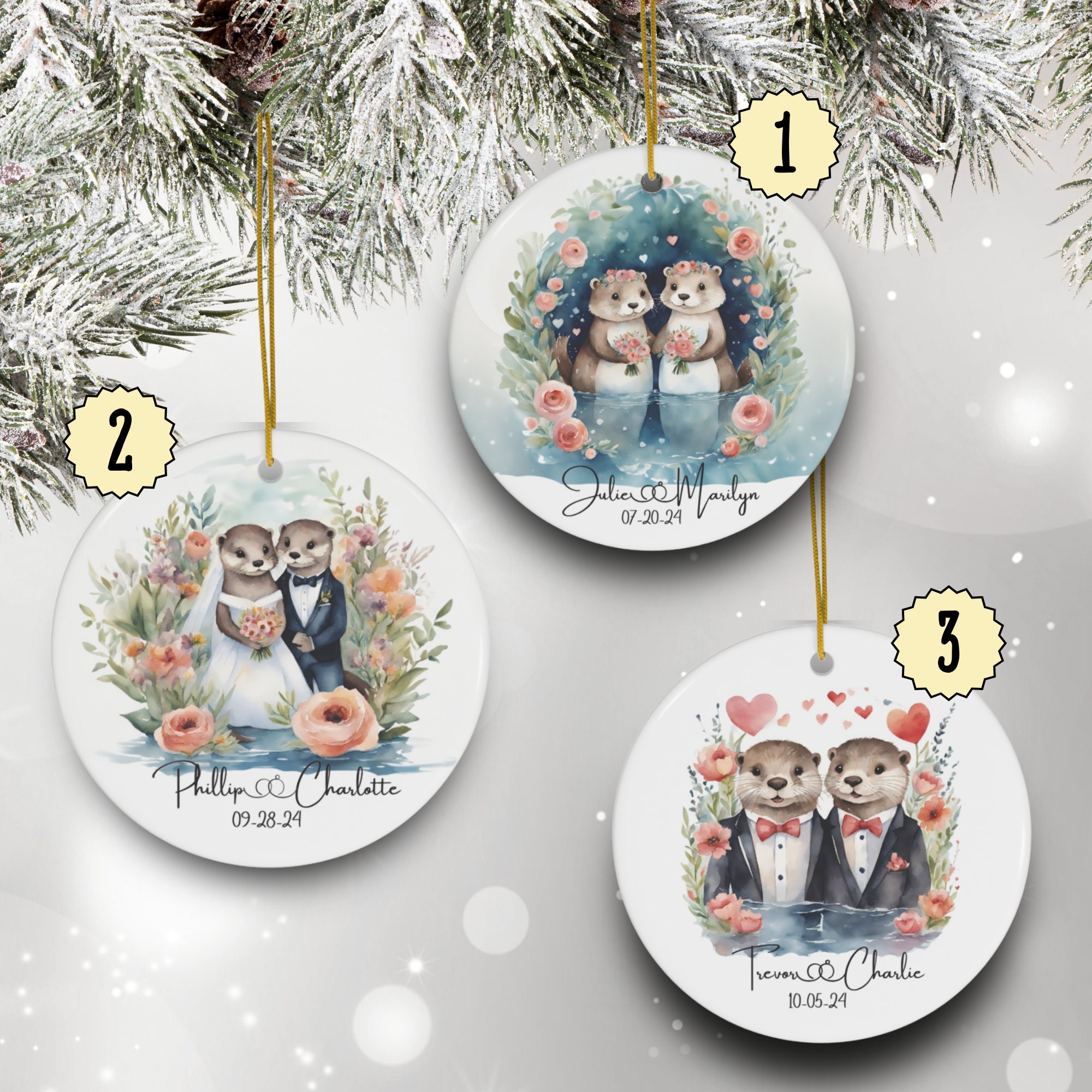 Customized Lesbian Ornament Personalized Otter Ornament Gift LGBT ...