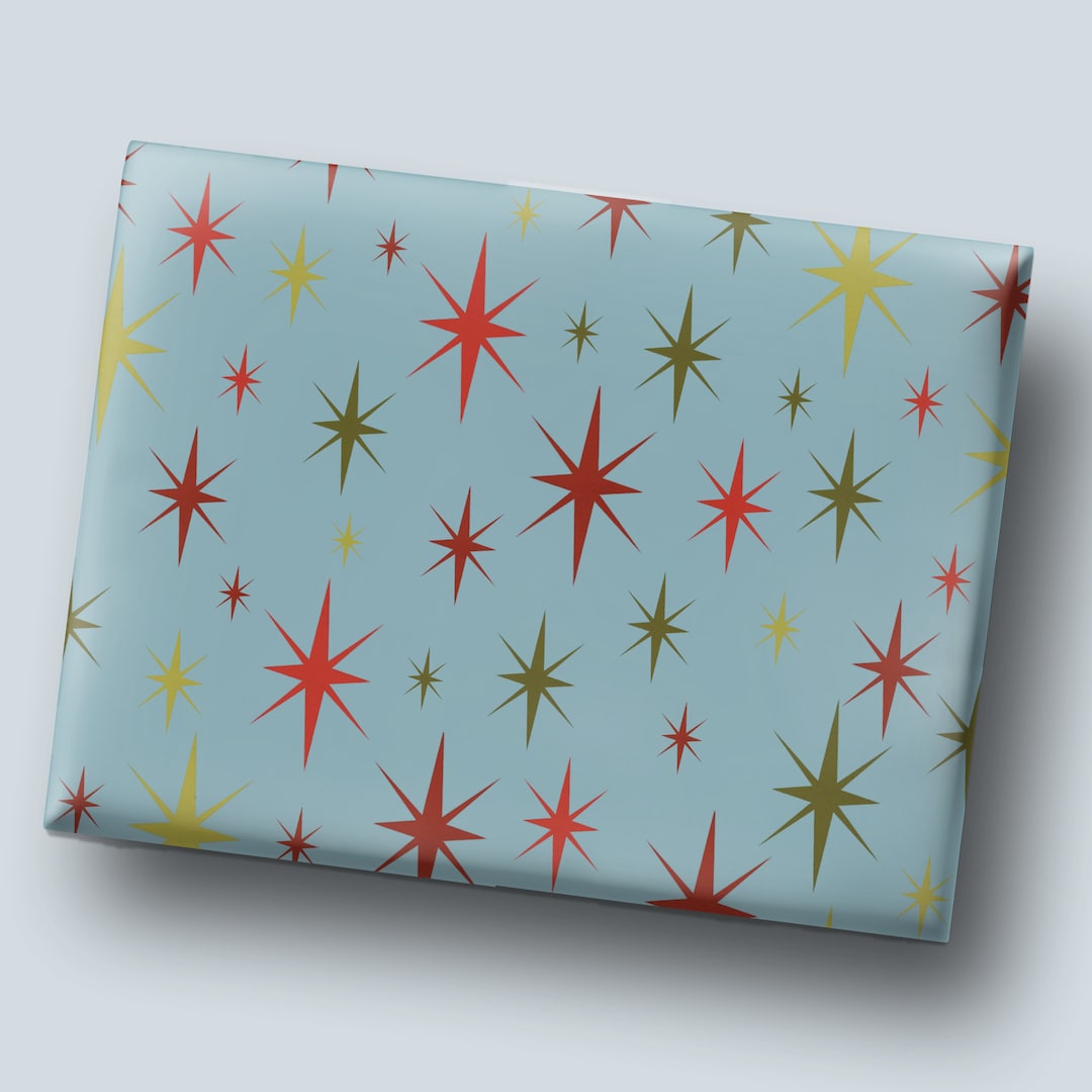Retro Christmas Wrapping Paper Retro Stars 1950s Christmas Wrapping ...