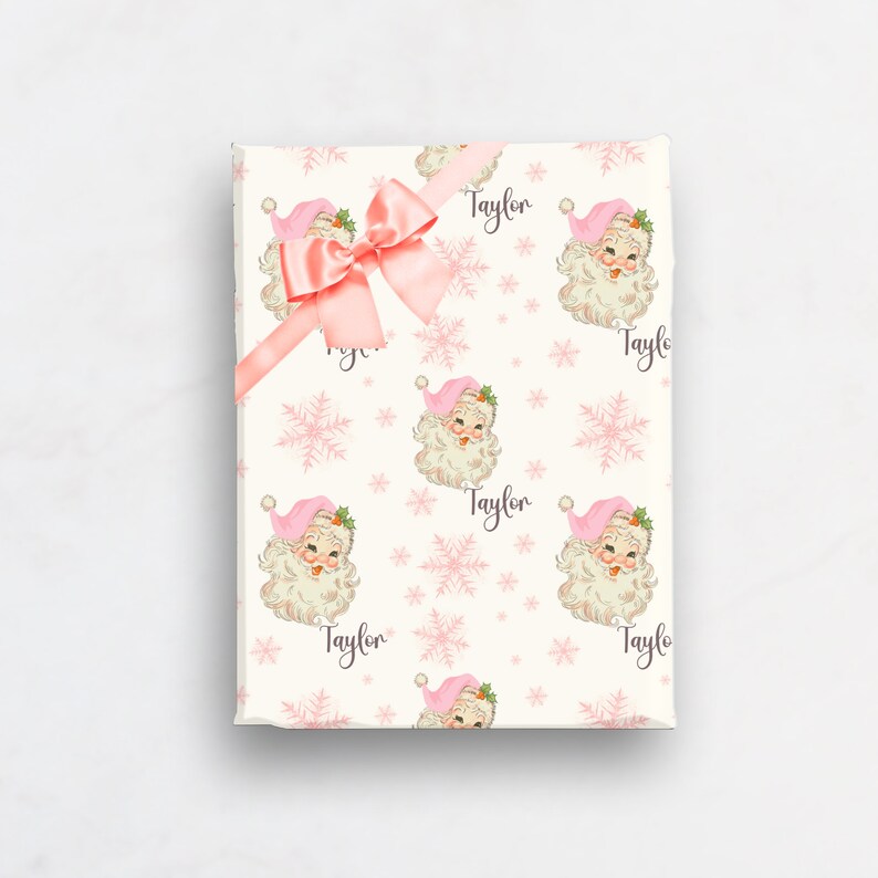 Personalized Christmas Wrapping Paper Pink Christmas Custom Wrapping ...