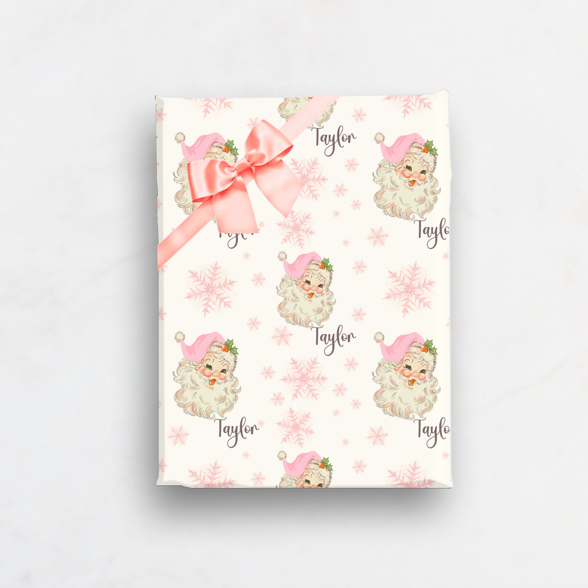 Personalized Christmas Wrapping Paper Pink Christmas Custom Wrapping ...