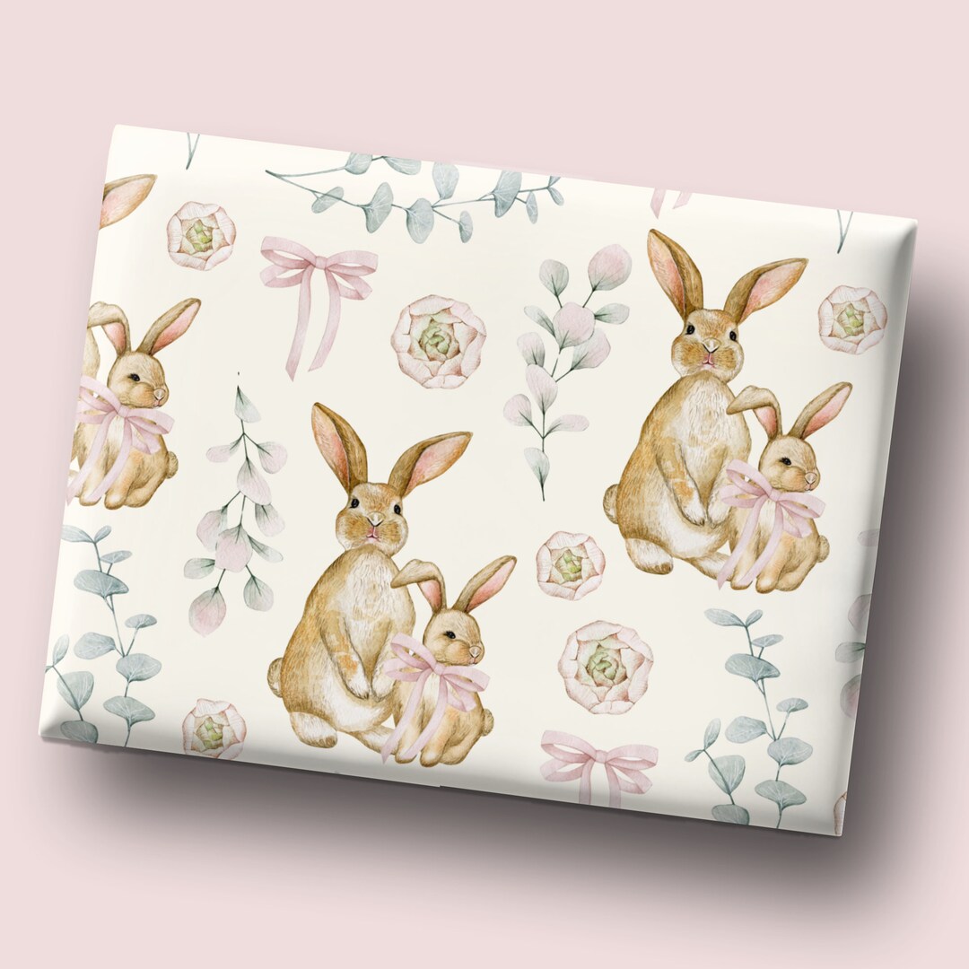 Cottagecore Bunny Wrapping Paper Whimsical Baby Shower Gift Wrap Bunny ...