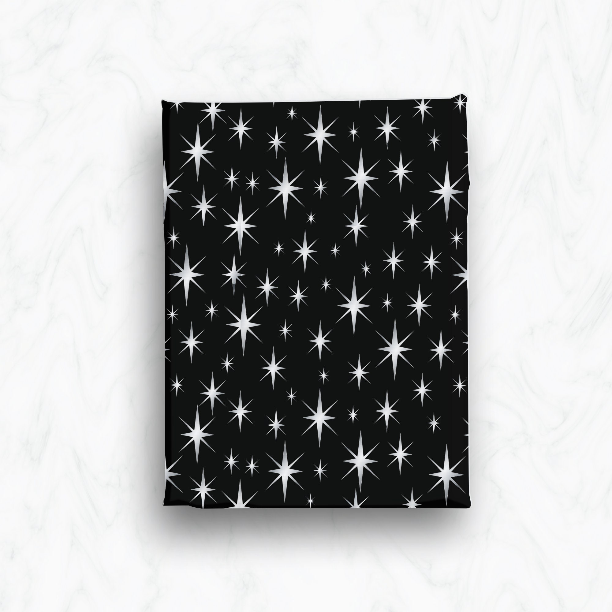 Silver and Black Wrapping Paper Retro Stars 1950s Silver Wrapping Paper ...