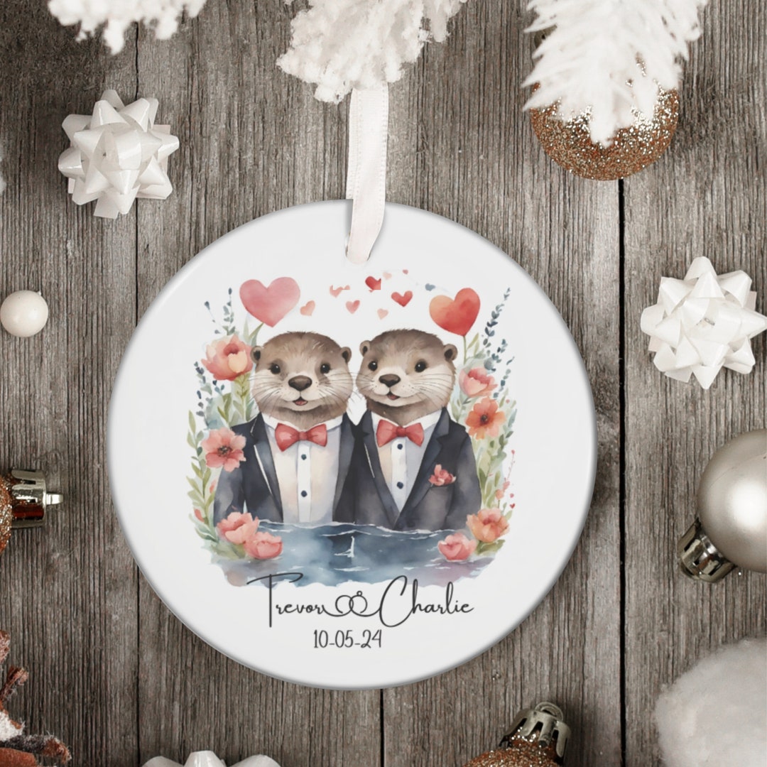 Customized Gay Ornament Personalized Otter Ornament Gift LGBT Wedding ...