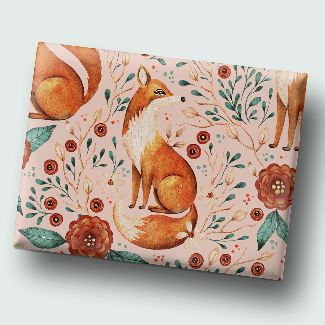 Fox Wrapping Paper Whimsical Woodland Fox Gift Wrap Fall Birthday Fox ...