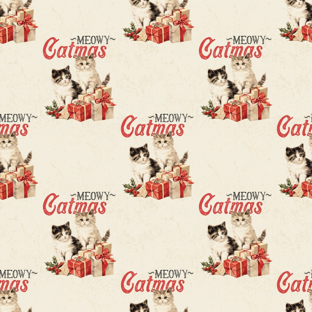 Cat Christmas Wrapping Paper Meowy Christmas Custom Wrapping Paper ...