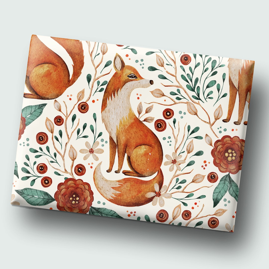 Fox Wrapping Paper Whimsical Fox Gift Wrap Fall Birthday Fox Gift Wrap ...