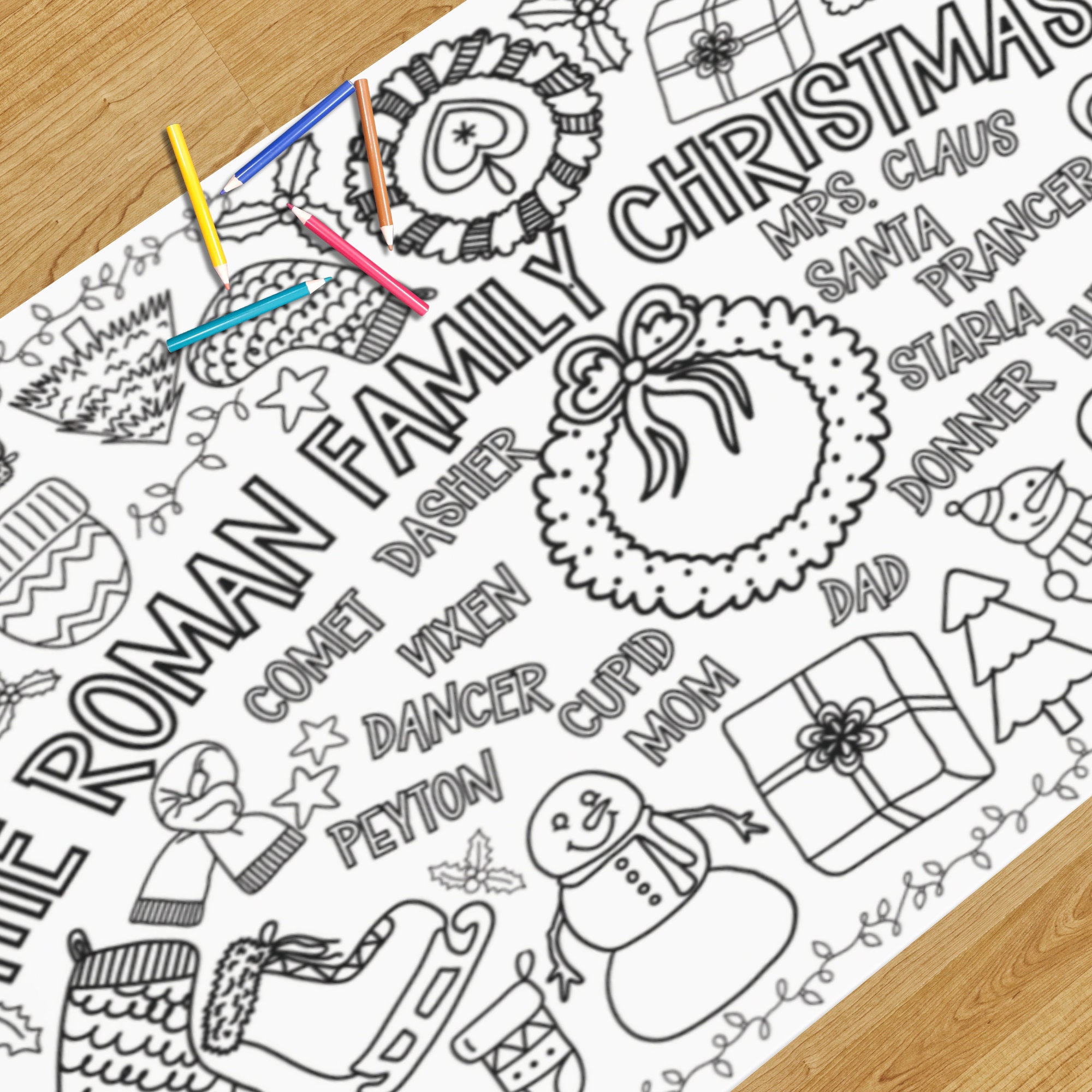 CUSTOM Giant Coloring Banner Personalized Christmas Coloring - Etsy