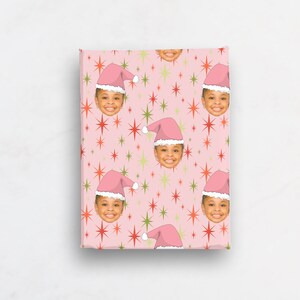 Custom Face Wrapping Paper Personalized Retro Pink Elf Wrapping Paper ...