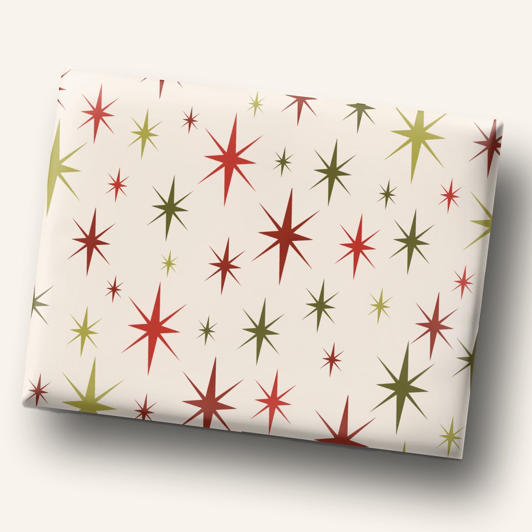 Retro Christmas Wrapping Paper Retro Stars 1950s Christmas Wrapping ...