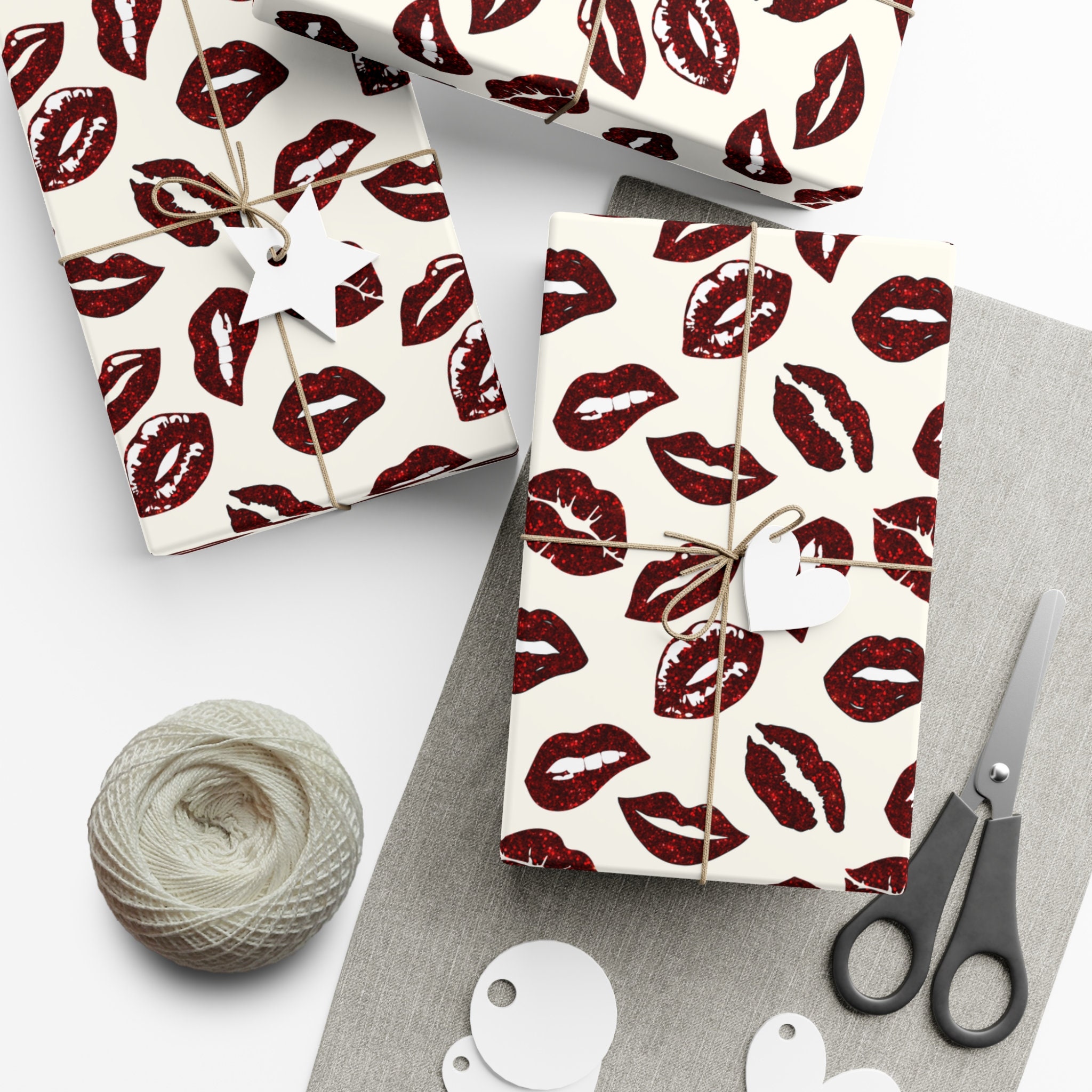Fun Lips Wrapping Paper Valentine's Day Gift Wrap Romantic Wrapping ...