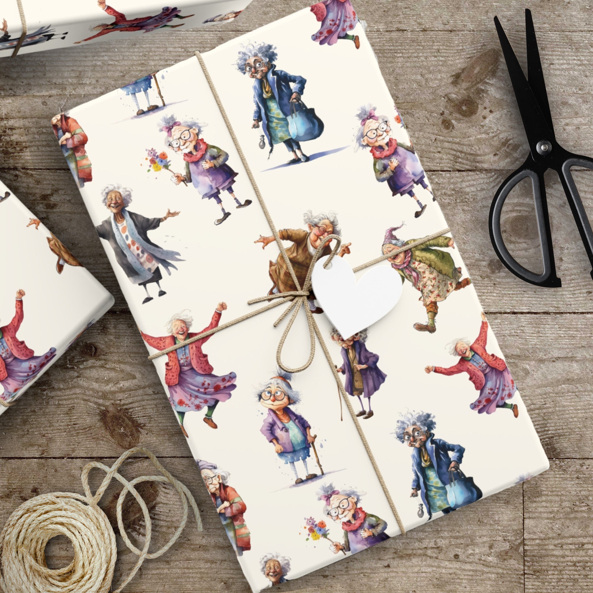 Old Lady Wrapping Paper for Her Unique Funny Grandma Birthday Funny ...