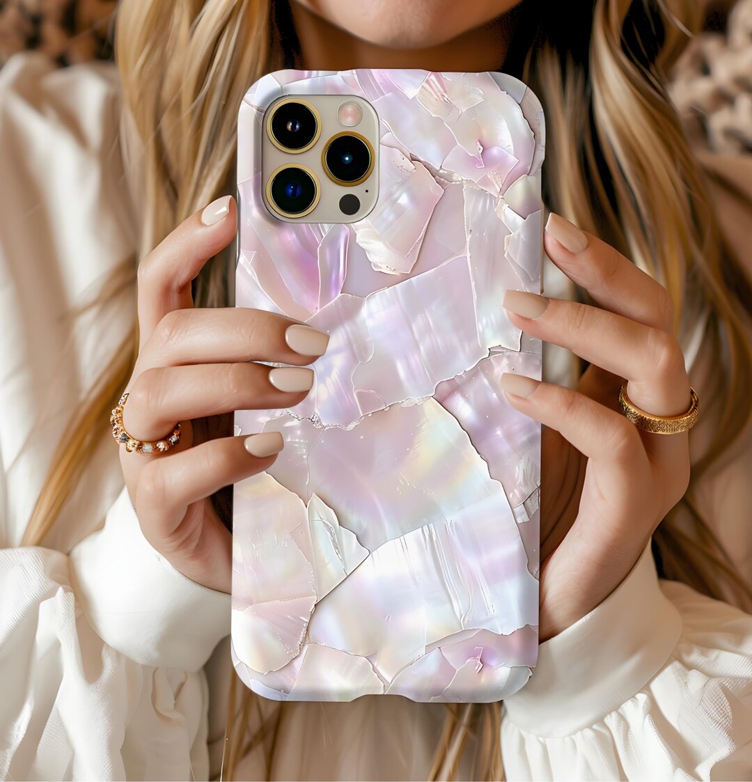 Iridescent Faux Mother of Pearl Phone Case, Handmade Gift, Phone Cover ...