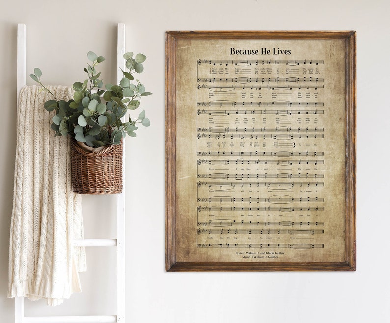 Because He Lives Digital Download Vintage Wall Art Print, Church Hymn ...