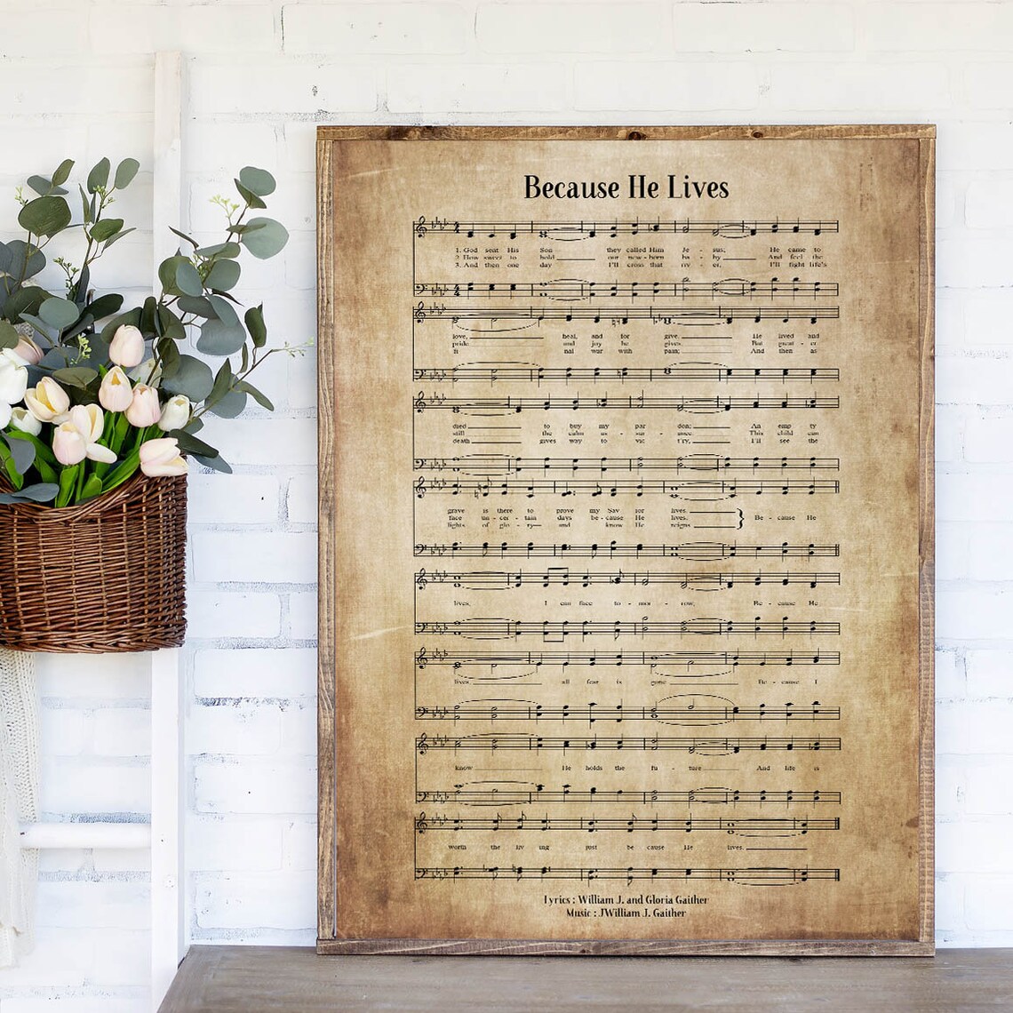 Because He Lives Digital Download Vintage Wall Art Print, Church Hymn ...