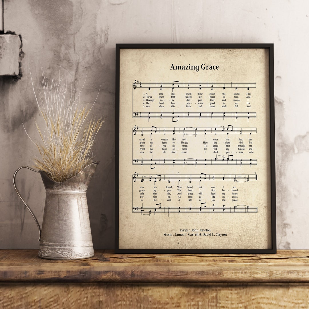 Amazing Grace Digital Download Vintage Wall Art Print, Church Hymn ...