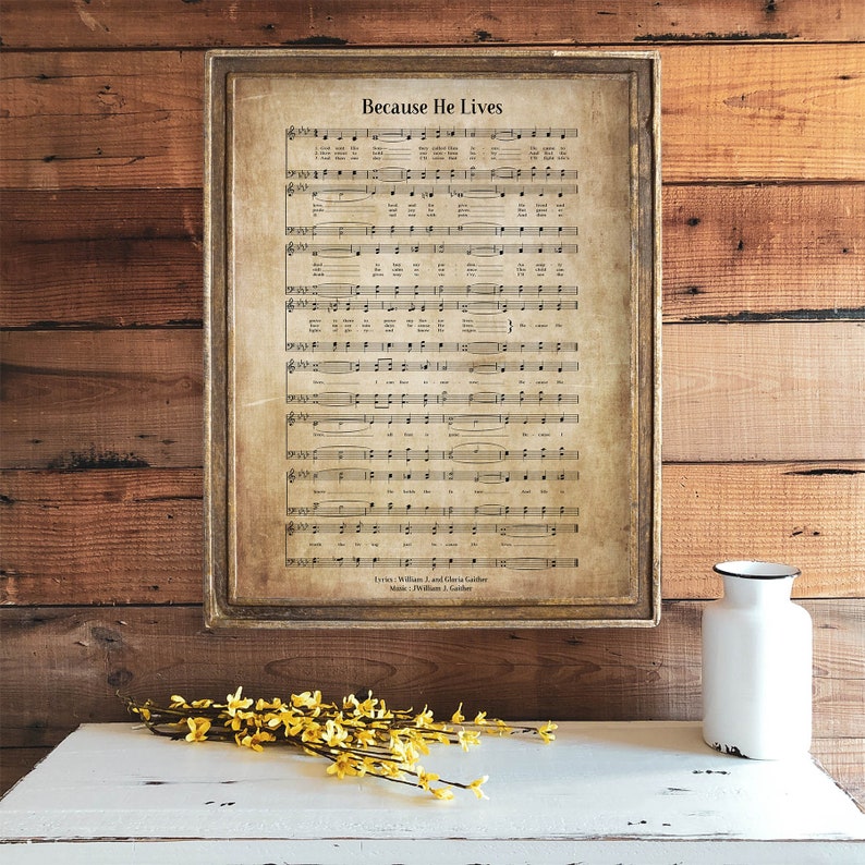 Because He Lives Digital Download Vintage Wall Art Print, Church Hymn ...