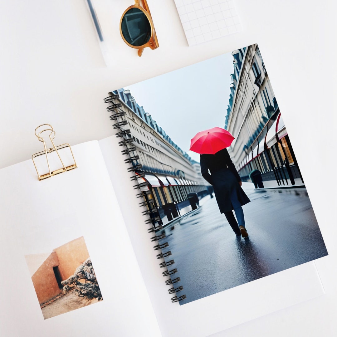 Paris in the Rain Spiral Notebook - Ruled Line - Etsy