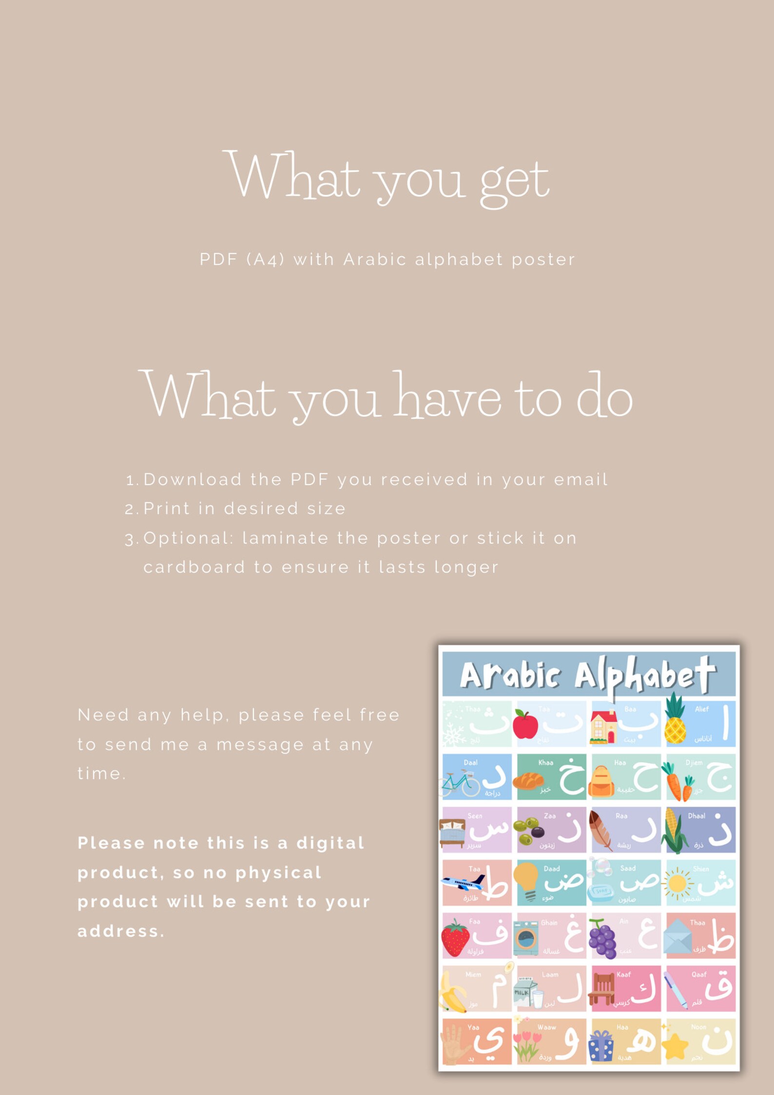 Arabic Alphabet Poster | Kids Educational Print (PDF) - Etsy