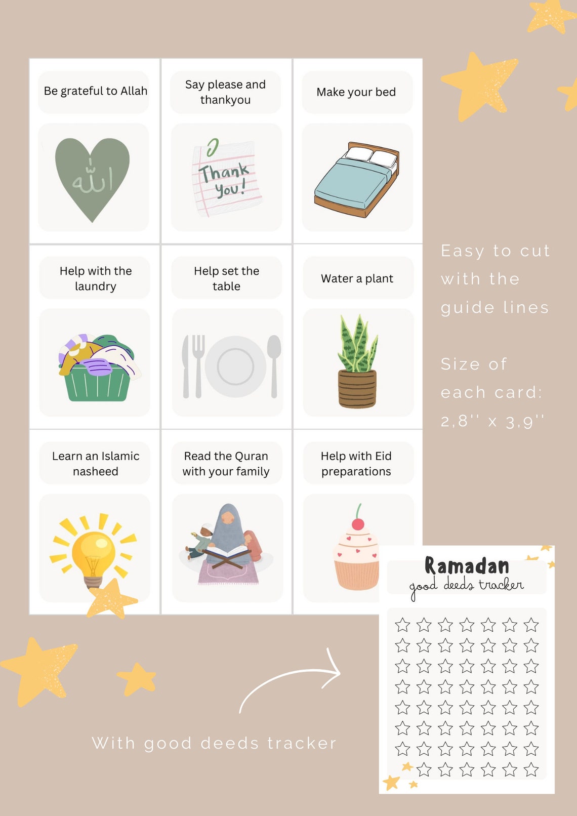 45 Ramadan Good Deeds Cards + Tracker, Ramadan Kids Activities, Ramadan ...