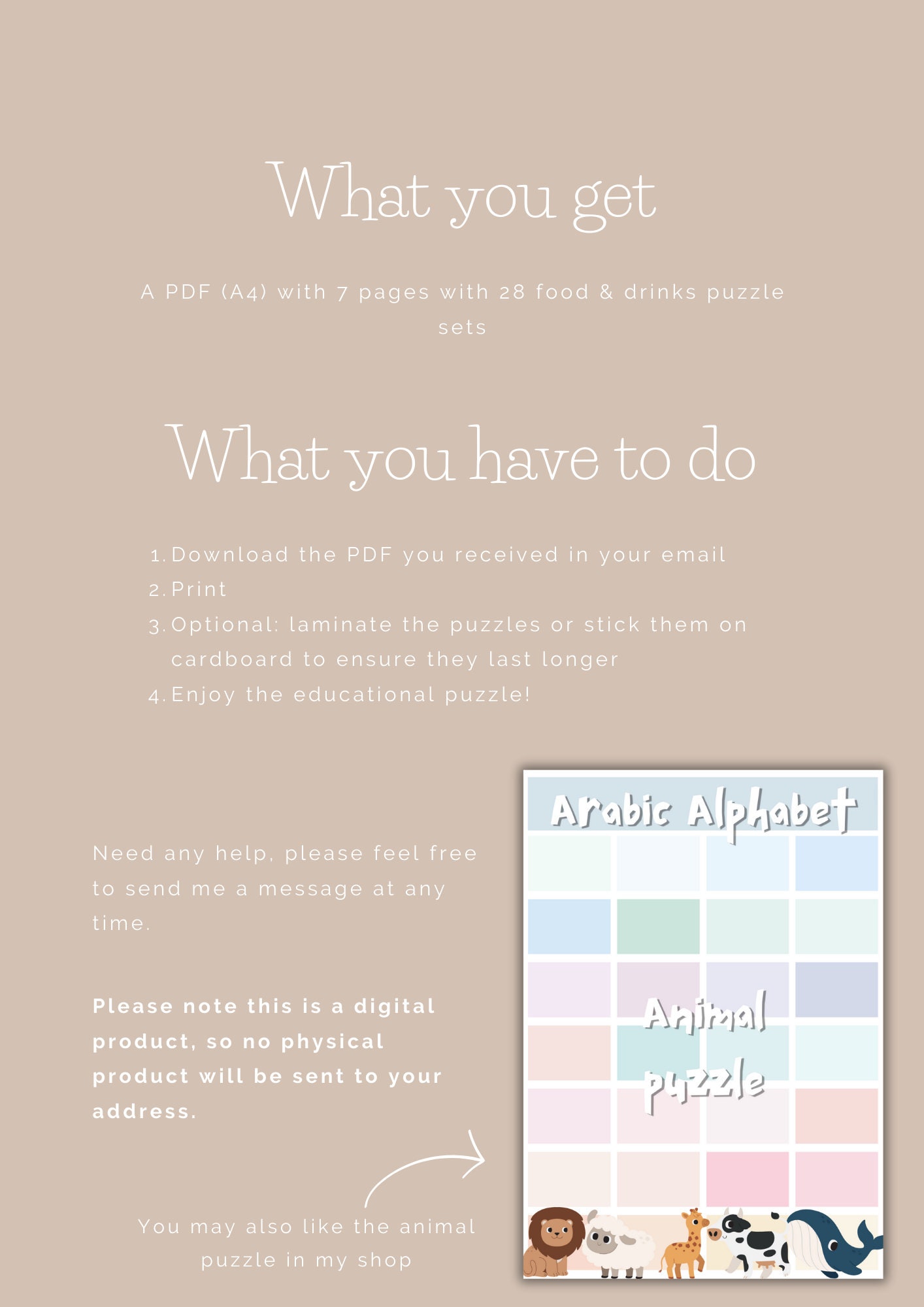 Arabic Alphabet Food & Drinks Puzzle | Educational Arabic Puzzle for ...