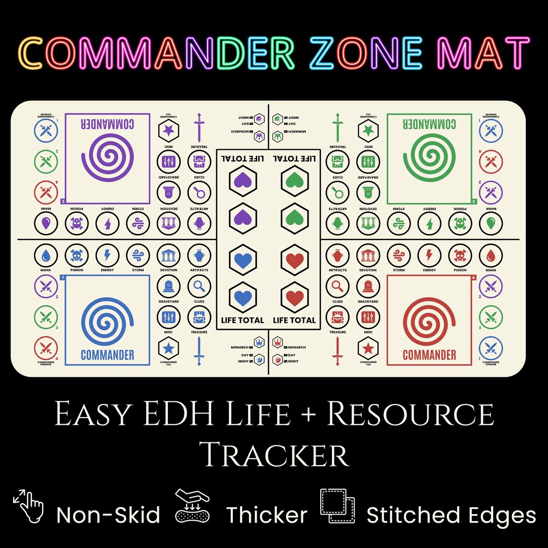 Ultimate Commander Zone Mat, Easy EDH Life and Resource Tracker, MTG ...