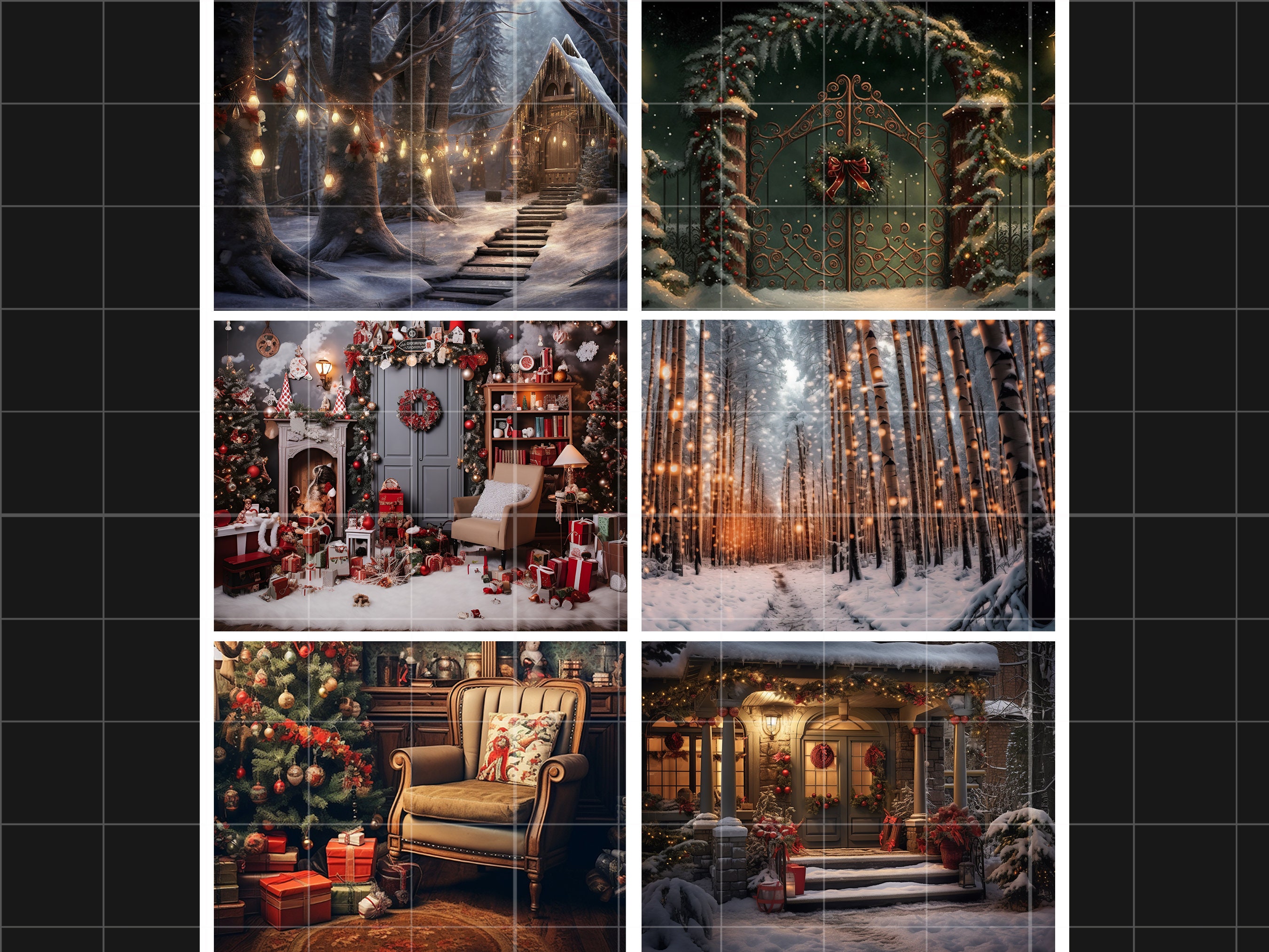 42 Christmas Digital Backdrops for Photography Christmas Bundle Vintage ...