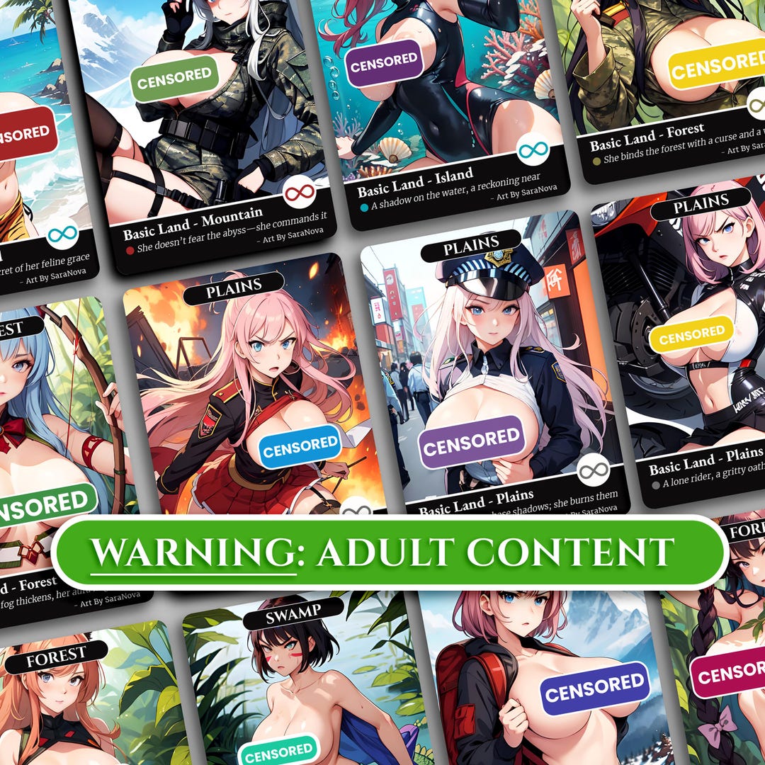 MTG Waifu Proxy Basic Lands Cards Bundle, Sexy Waifu Cards, MTG Proxy Waifu, Waifu Mtg Card ...