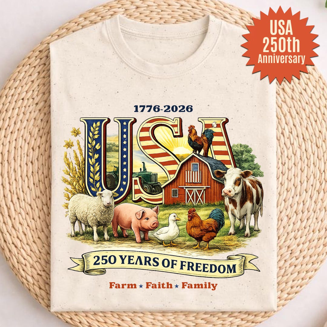 Retro 250th Anniversary Farm Life Shirt, 1776-2026 Patriotic USA ...