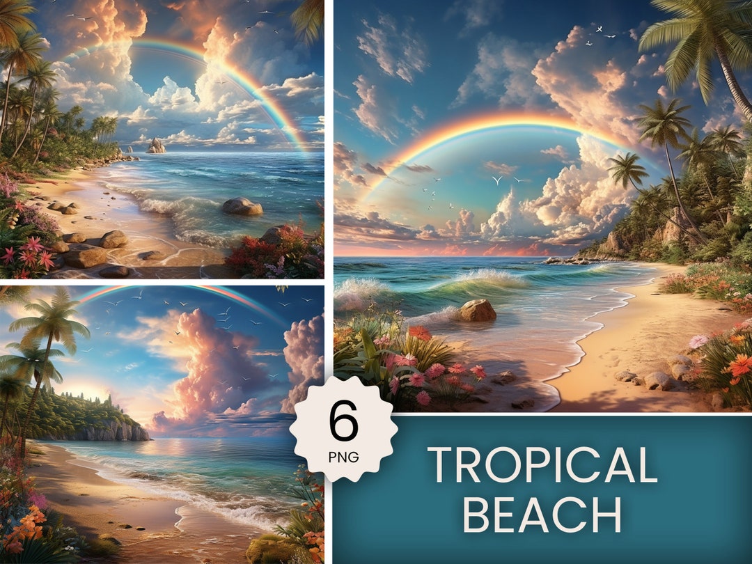 Tropical Beach Digital Backdrop Photography Digital Background ...