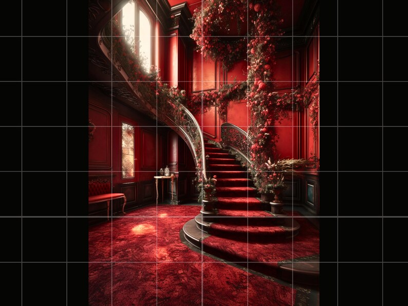 Red Digital Backdrop Luxury Red Velvet Floral Maternity - Etsy