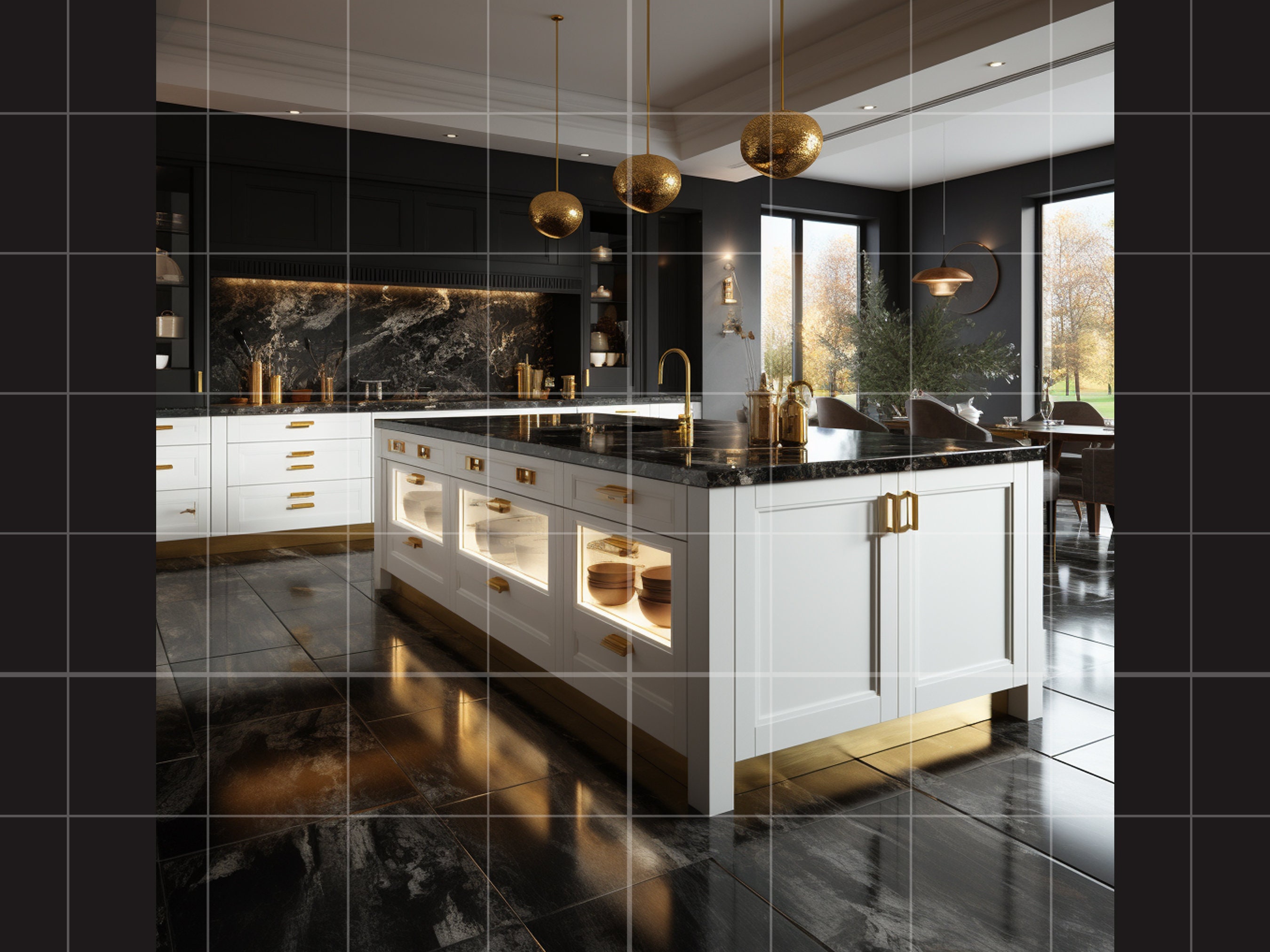 Black White and Gold Kitchen Digital Background Chef Digital Backdrop ...