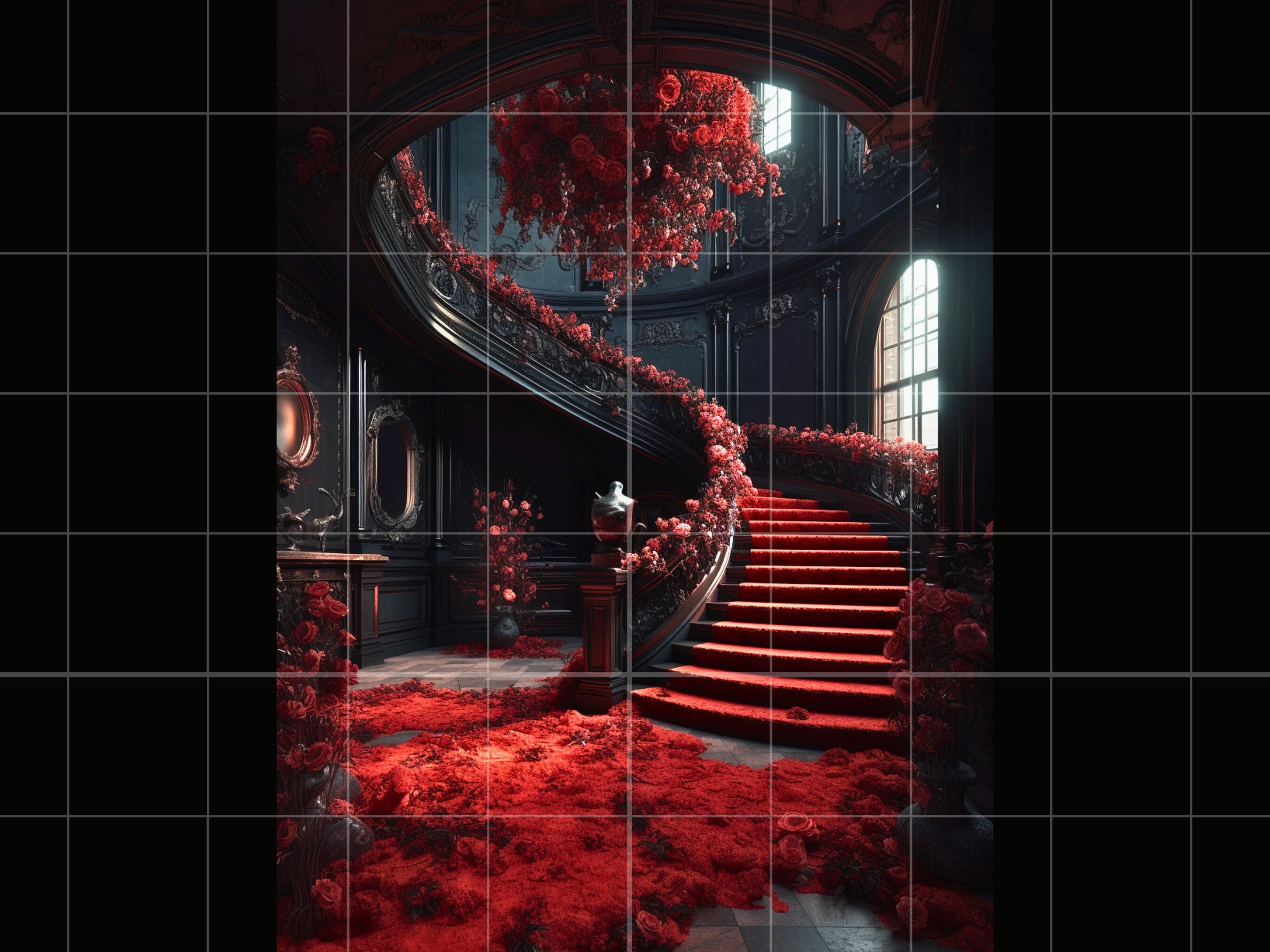 Red Digital Backdrop Luxury Red Velvet Floral Maternity Digital ...