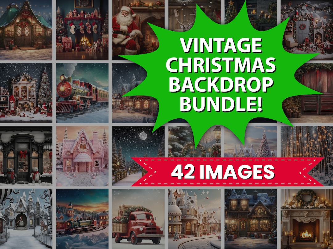 42 Christmas Digital Backdrops for Photography Christmas Bundle Vintage ...