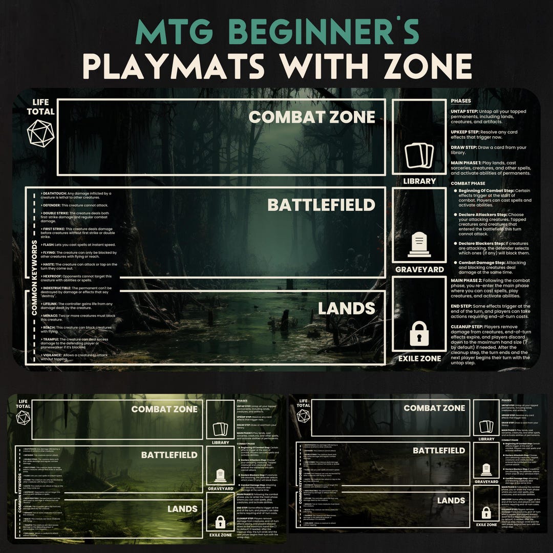 MTG Playmat With Zones for Beginners, Forest Swamp Newcomer Playmat ...