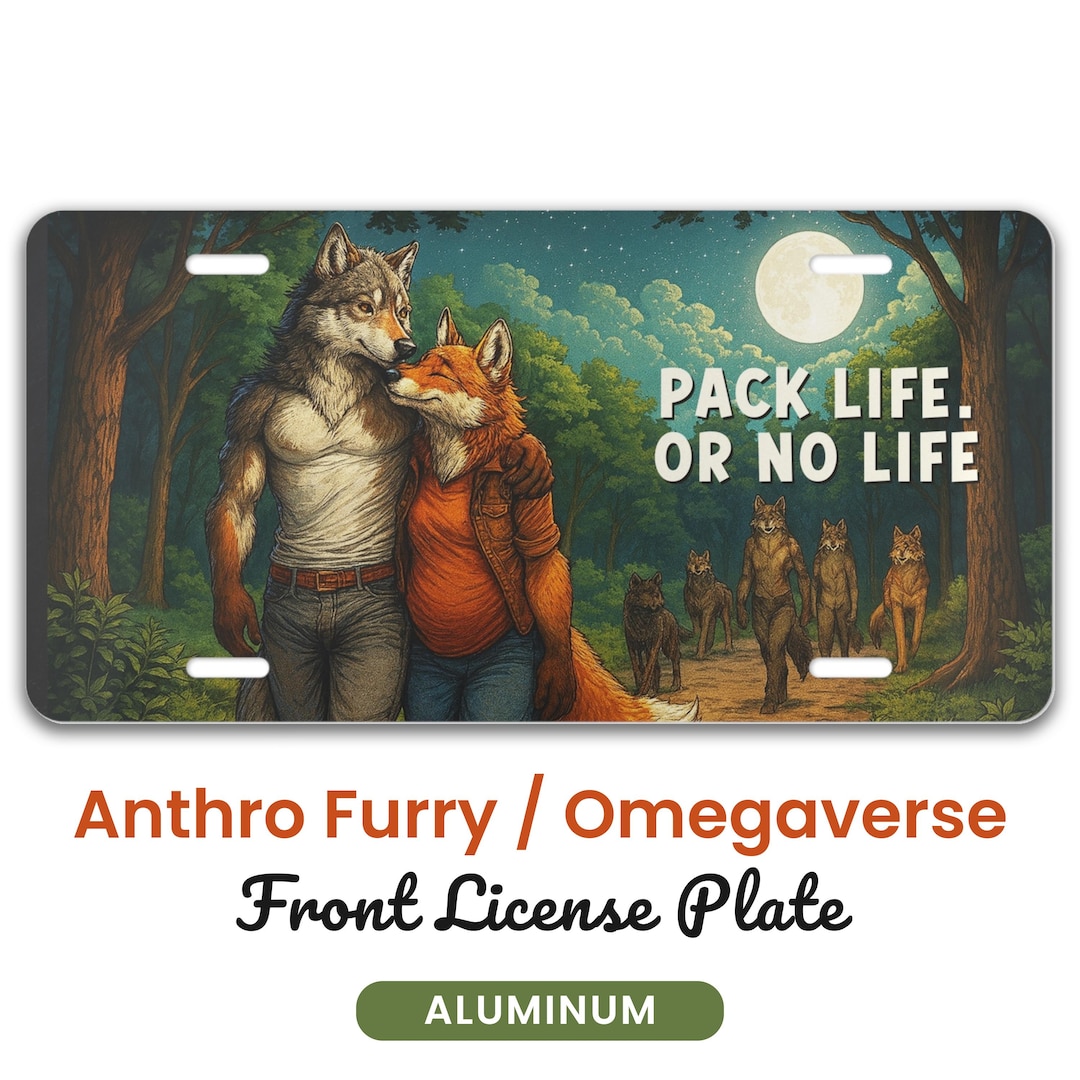 Furry Omegaverse Wolf & Fox Front License Plate, Pack Life ...
