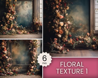 16 Floral Texture Backdrop Overlays, Digital Floral Overlays, Maternity ...